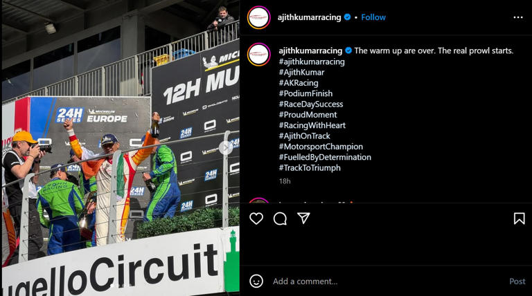 Ajith holds tricolour, leads celebration as his car racing team secures ...