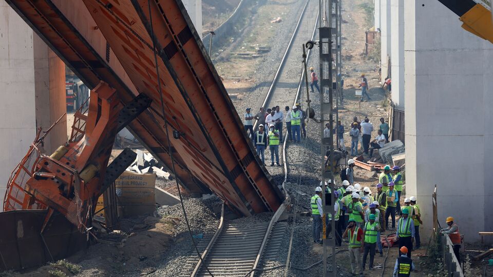 Ahmedabad Bullet Train Project accident: Gantry collapses on rail line ...