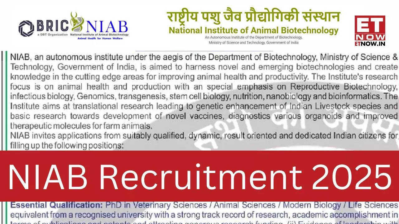 NIAB Recruitment 2025: Apply for Scientist-E Post in Animal ...
