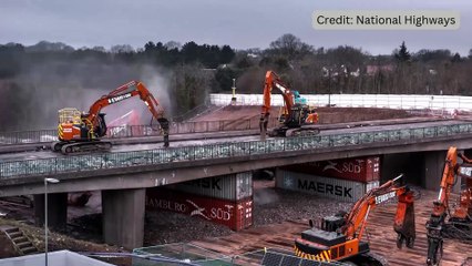 M4: These were the striking scenes as the A432 Badminton Road bridge ...