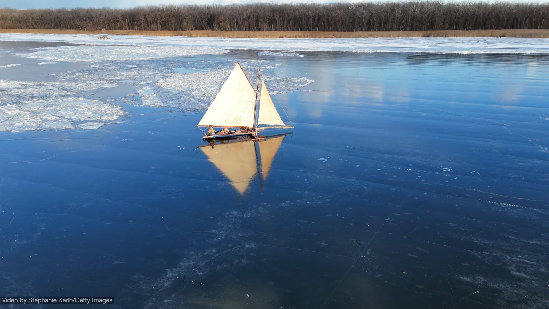 Hudson River Ice Sailing Journey Captured by Drones