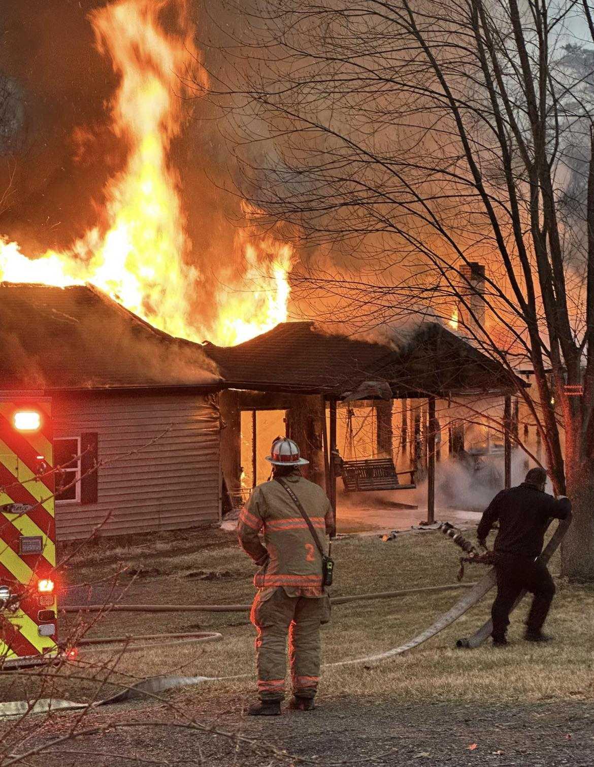 2-alarm fire destroys house