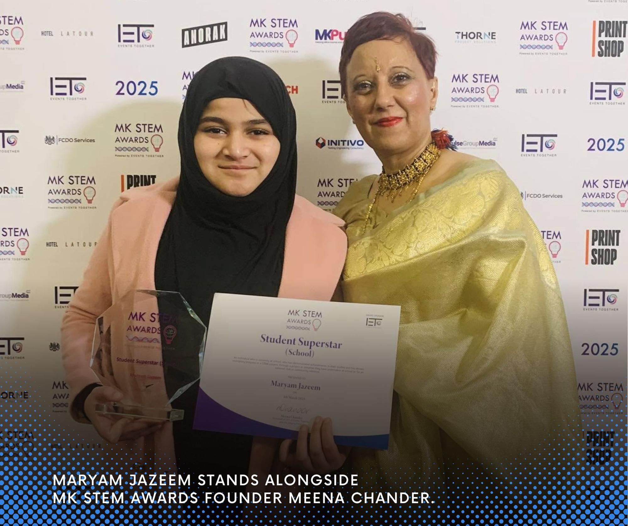 STEM prodigy Maryam Jazeem honored by local MP for groundbreaking ...