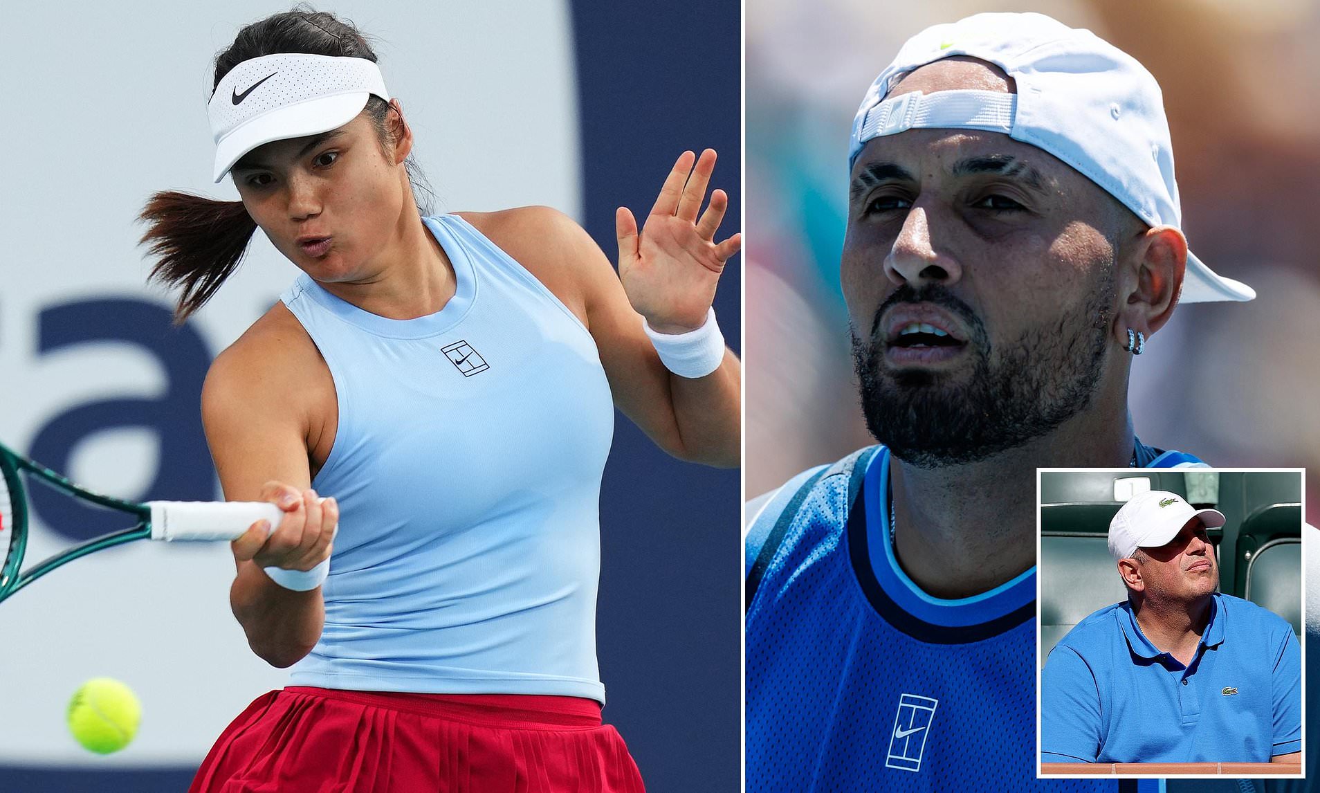 Emma Raducanu gains unlikely ally in Nick Kyrgios as Australian star leaps to her defence over ...