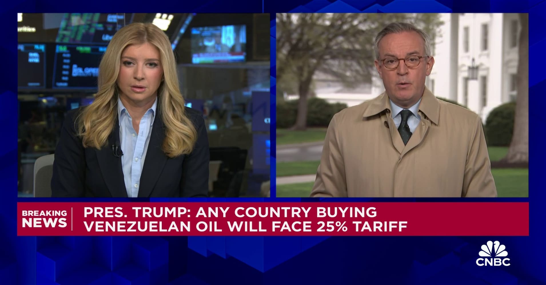 Trump says any country buying oil from Venezuela will have to pay 25% tariff on trade with U.S.