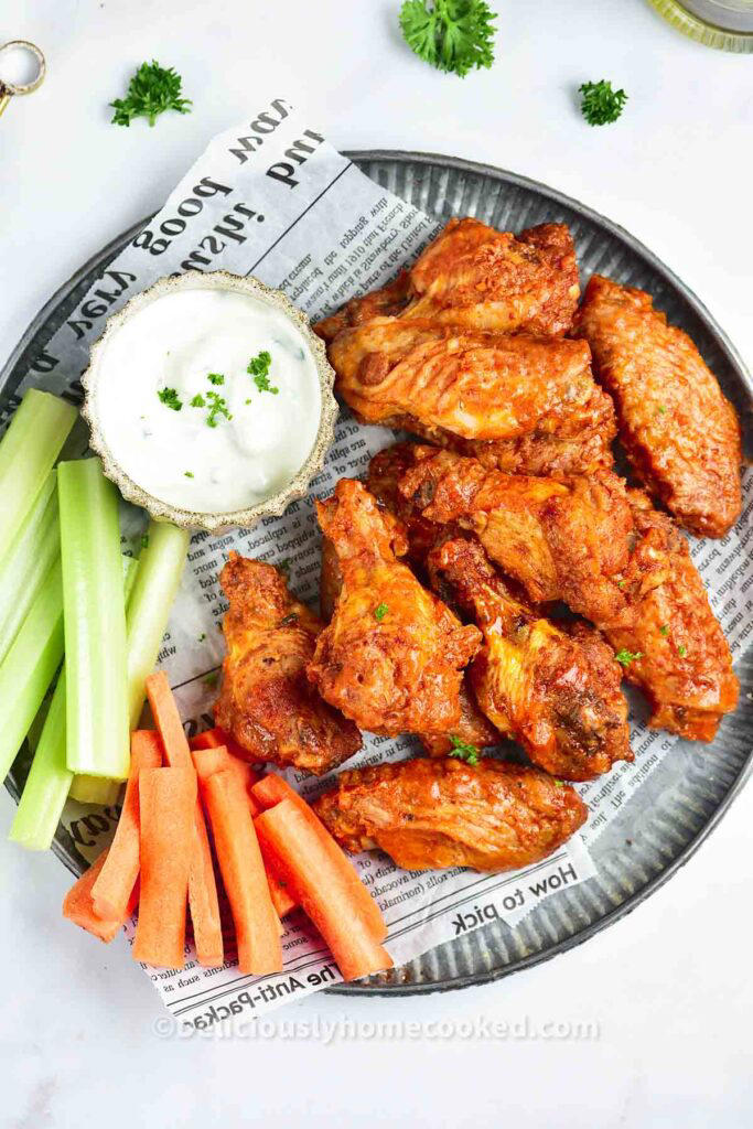 Crispy oven baked Buffalo chicken wings