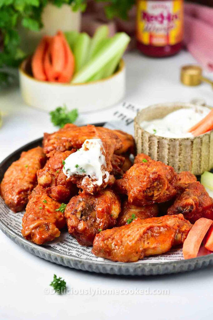Crispy oven baked Buffalo chicken wings