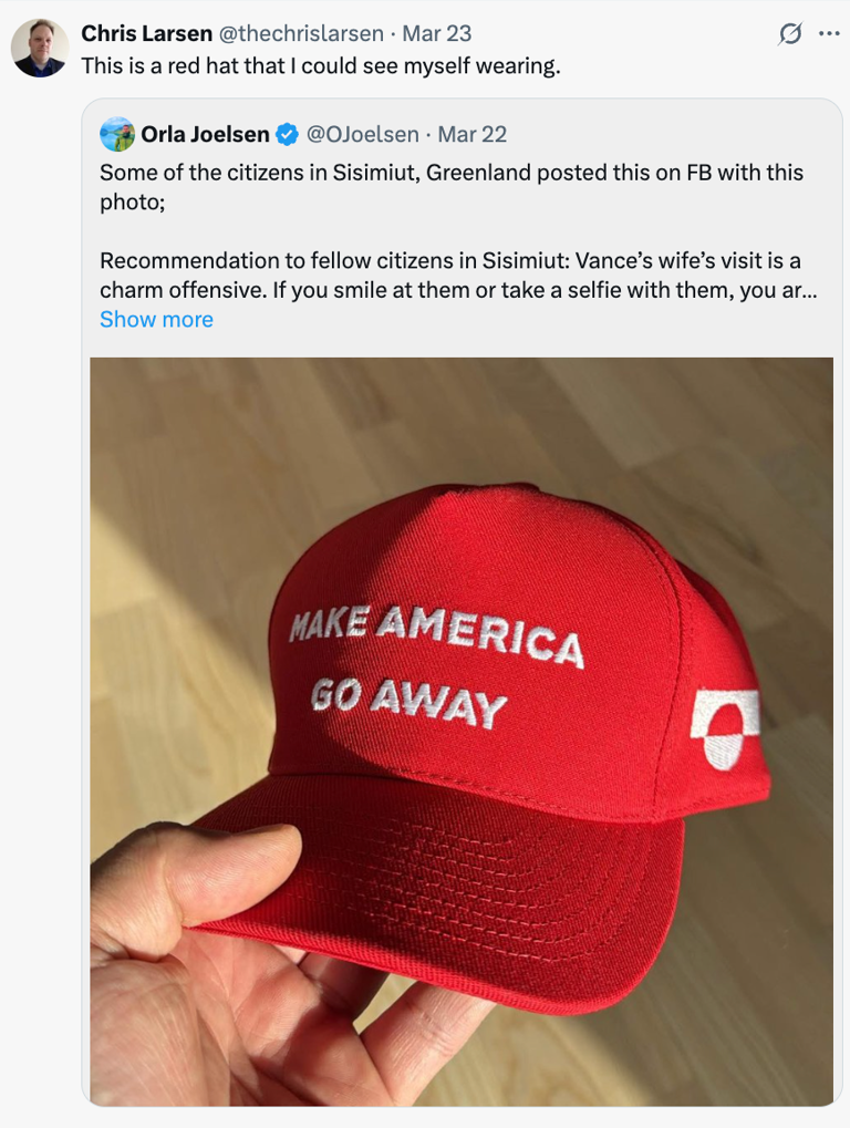 Greenlanders Made Their Own MAGA Hat And Acronym, And It's Going Viral