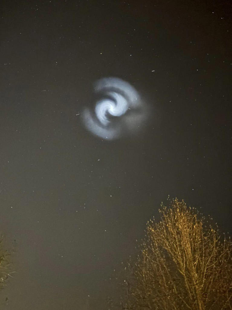 Blue spiral spotted in UK skies ’caused by Space X rocket launch’