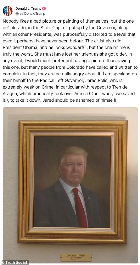 Colorado bows to Trump's demand for portrait to be removed