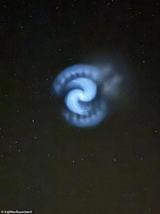 Mystery as huge spinning spiral spotted in the skies above Britain