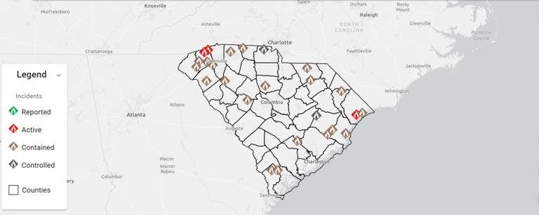 North, South Carolina Wildfire Map Shows Blazes Spread to 6,000 Acres