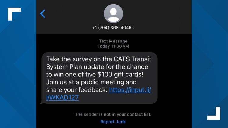 Are text messages from CATS offering gift cards legitimate?