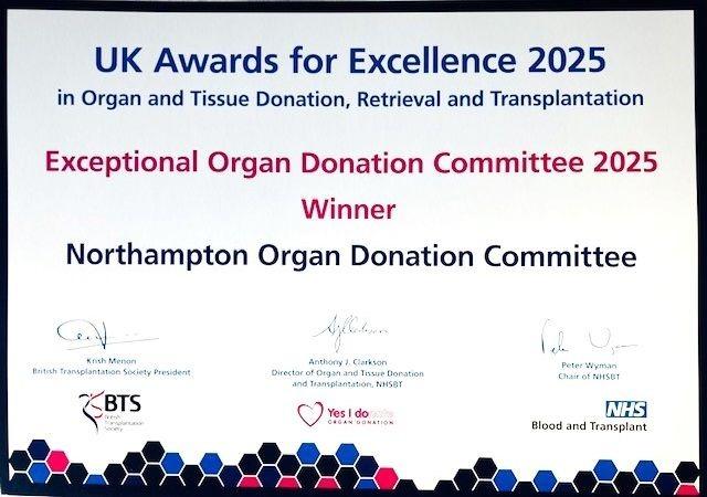 NGH’s Organ and Tissue Donation Committee wins national award
