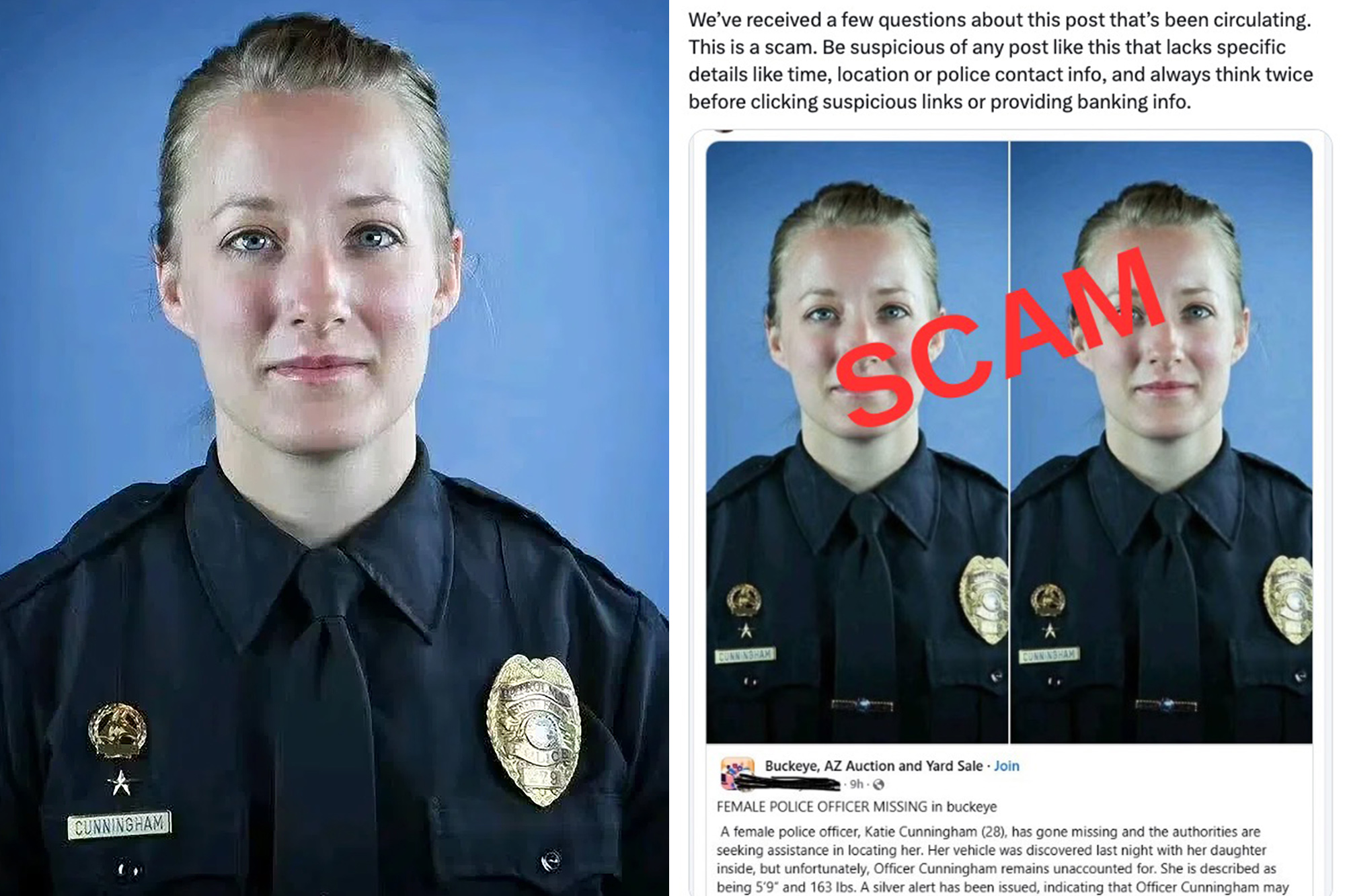 Viral Facebook post claiming female cop had ‘gone missing’ debunked as scam