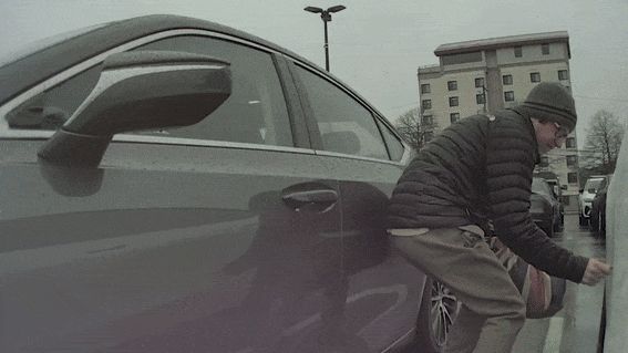 Tesla Owner Confronts Suspect Accused of Scratching Swastika Onto Car