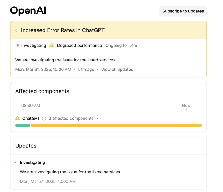 ChatGPT was down again — live updates on latest outage