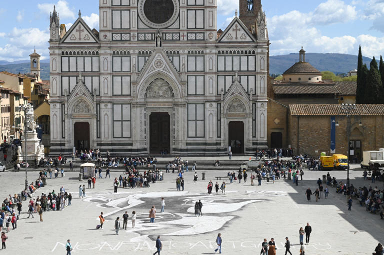 Volto del David di Michelangelo disegnato in S. Croce a Firenze