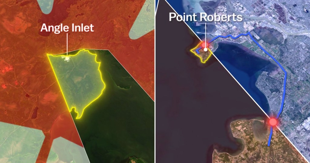 Inside the US towns left completely surrounded by Canada