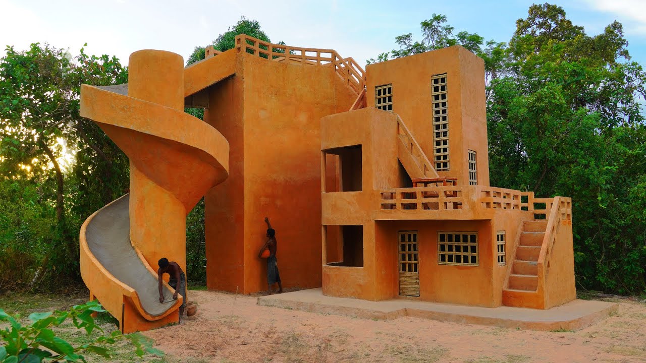 Creating a Round Water Slide and Pool Deep in the Jungle