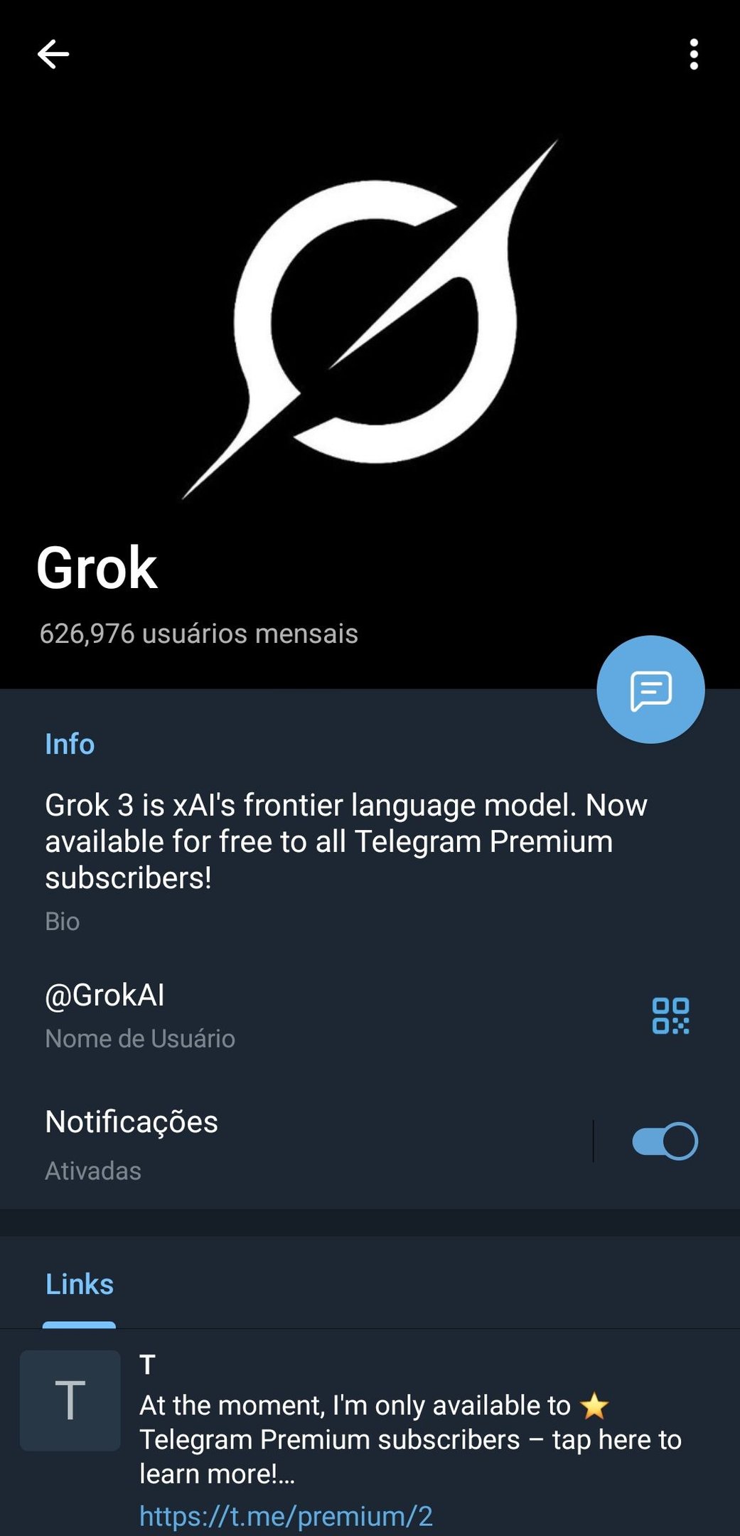 IA do X, Grok agora está disponível no Telegram, mas só para assinantes