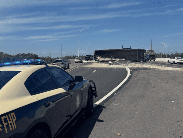 Apollo Beach Man Escapes Injury When Tractor-Trailer Overturns On I-75 Ramp