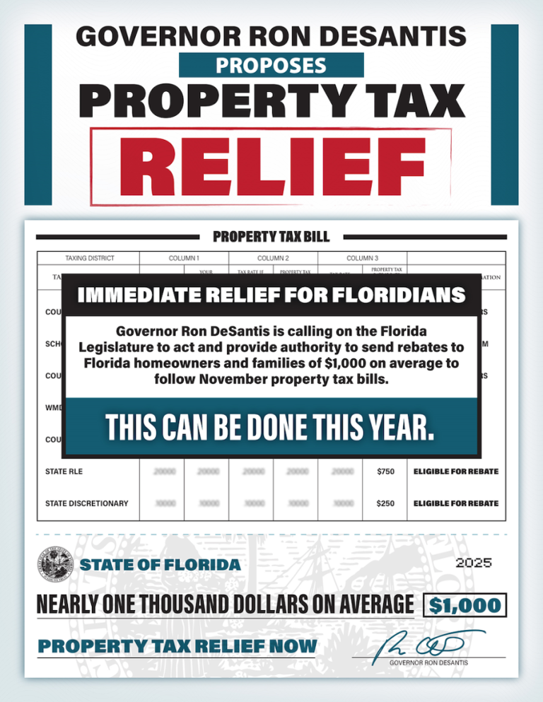 Governor Ron DeSantis proposes $1,000 property tax rebates for Florida ...