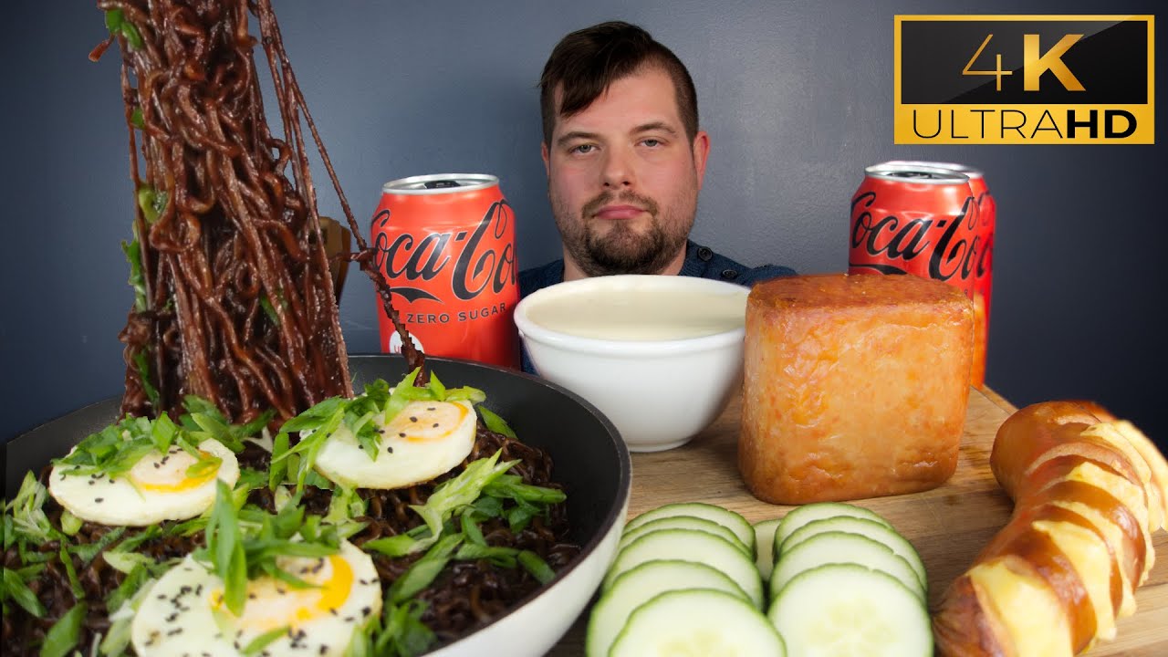 After Work Cravings ¦ ASMR Spam, Black Bean Ramen & Cheesy Sausage ...