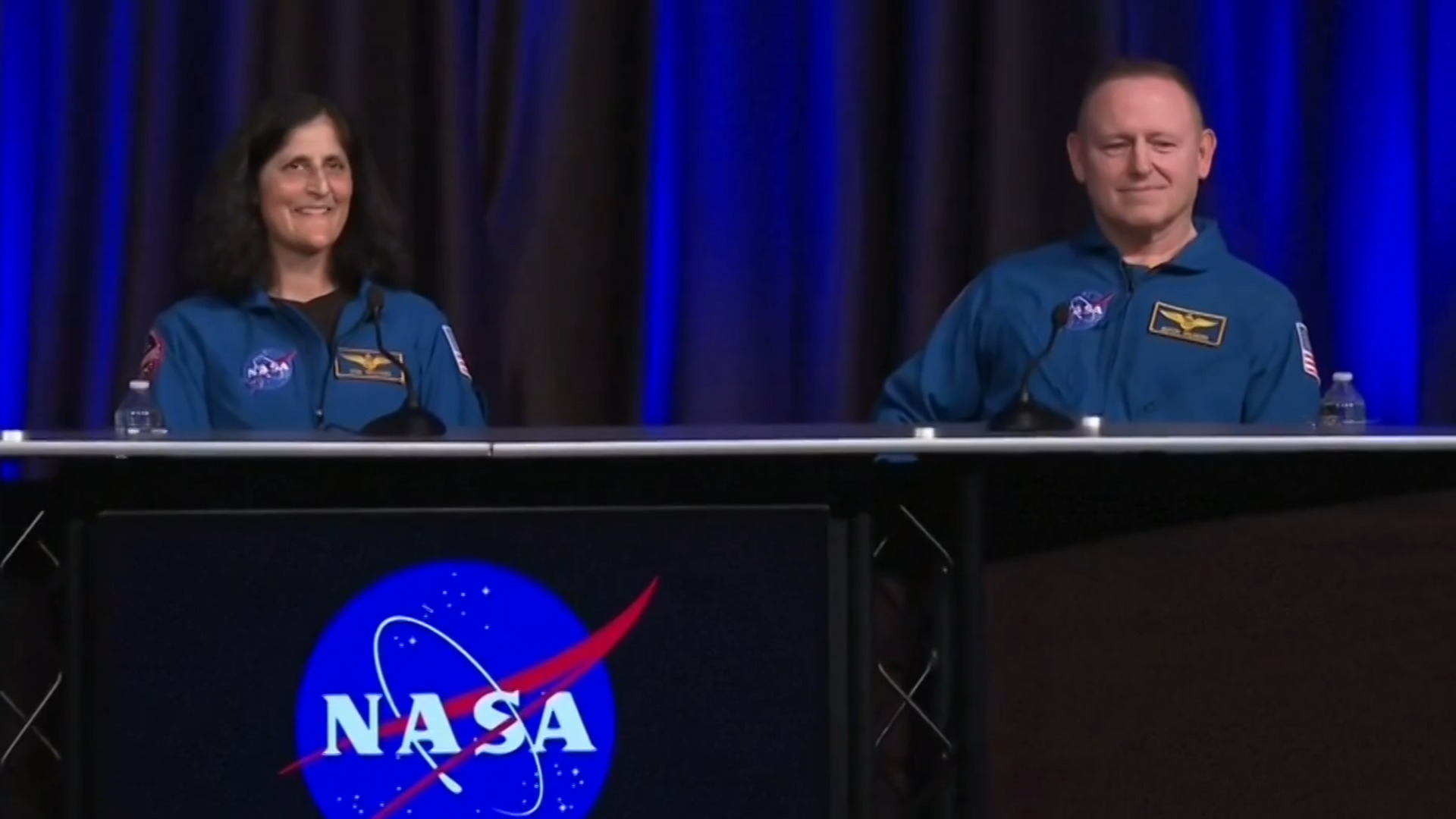 NASA astronauts address public after nine months in space