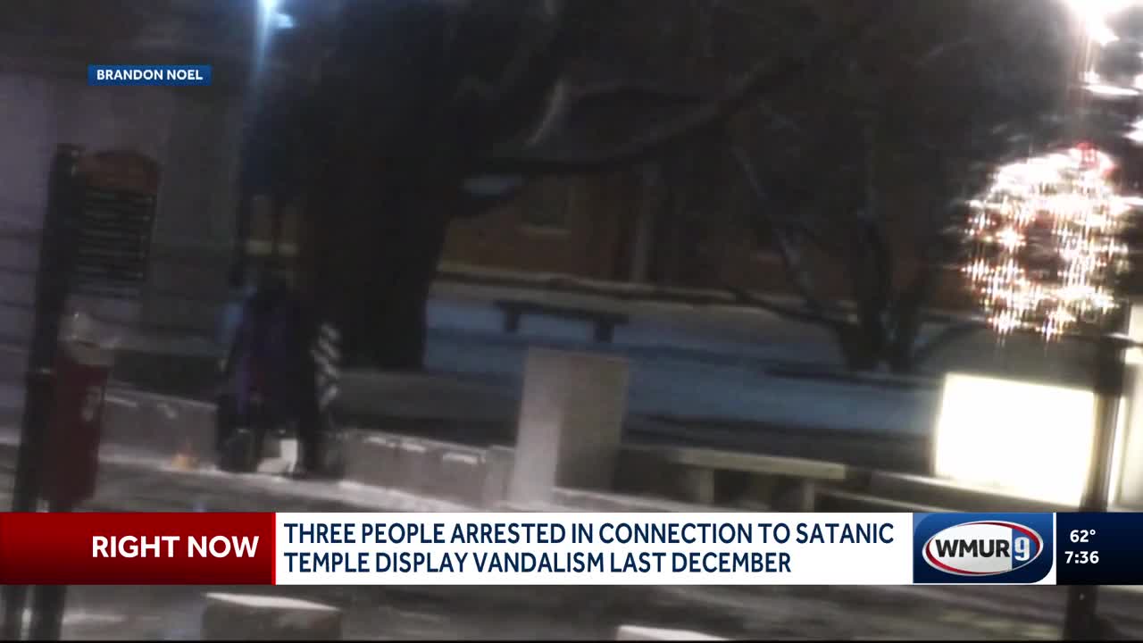 3 people charged after Satanic Temple display in Concord was vandalized ...