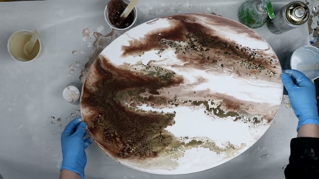 Stunning Mixed Media Acrylic Pour Technique With Spray Paint, DIY Wall Art