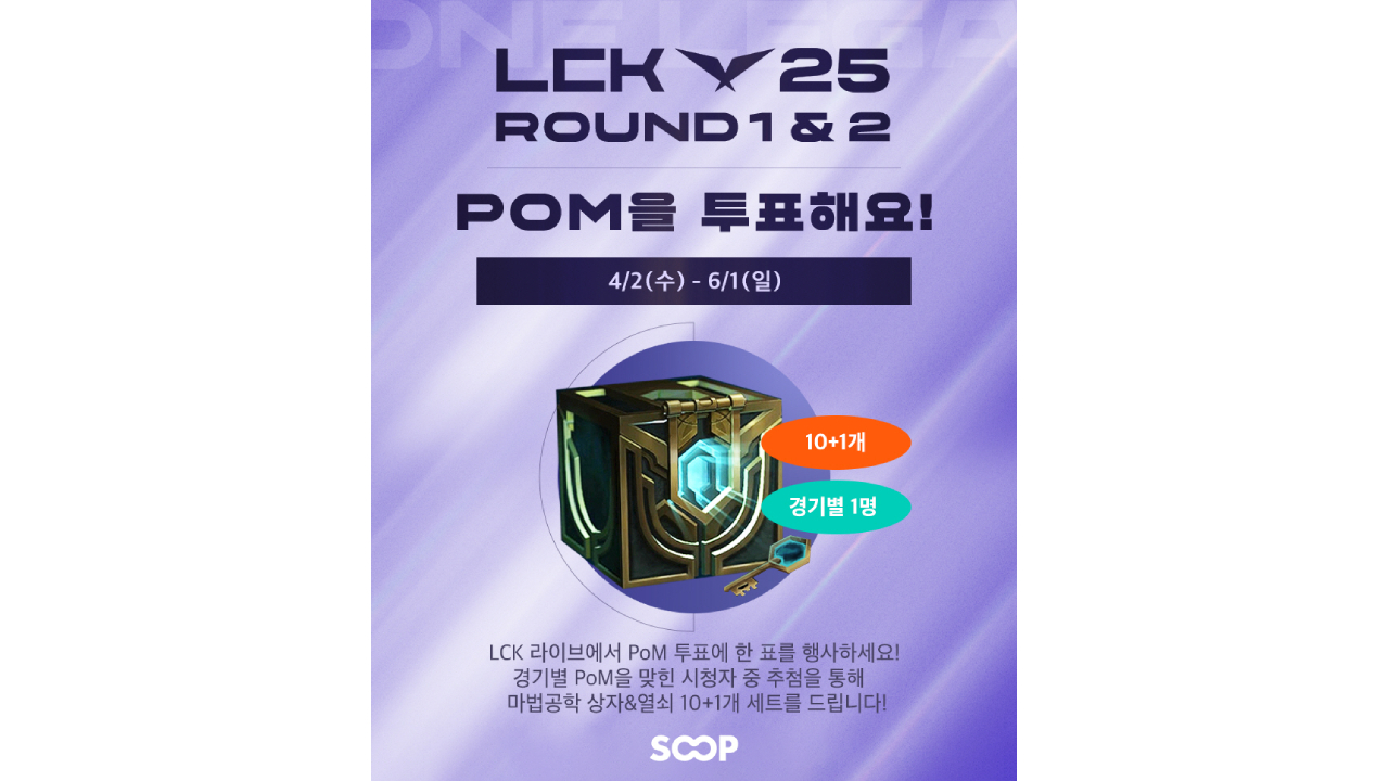 SOOP, '최고의 선수를 직접 뽑는다' 2025 LCK PoM 투표 도입