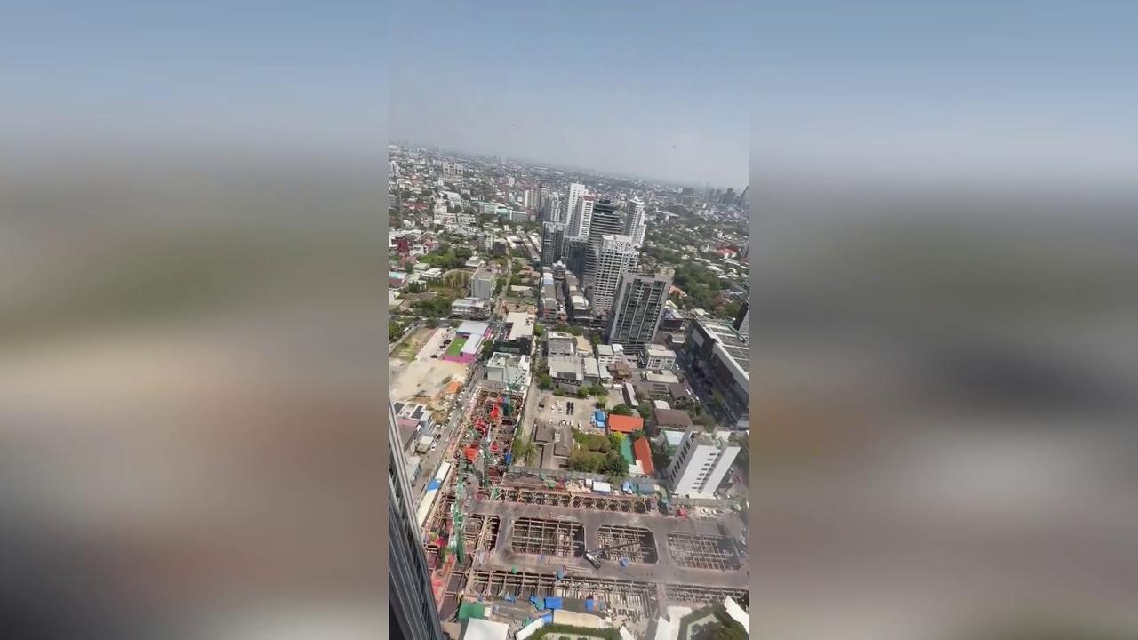 Earthquake damage captured from high-rise apartment in Bangkok