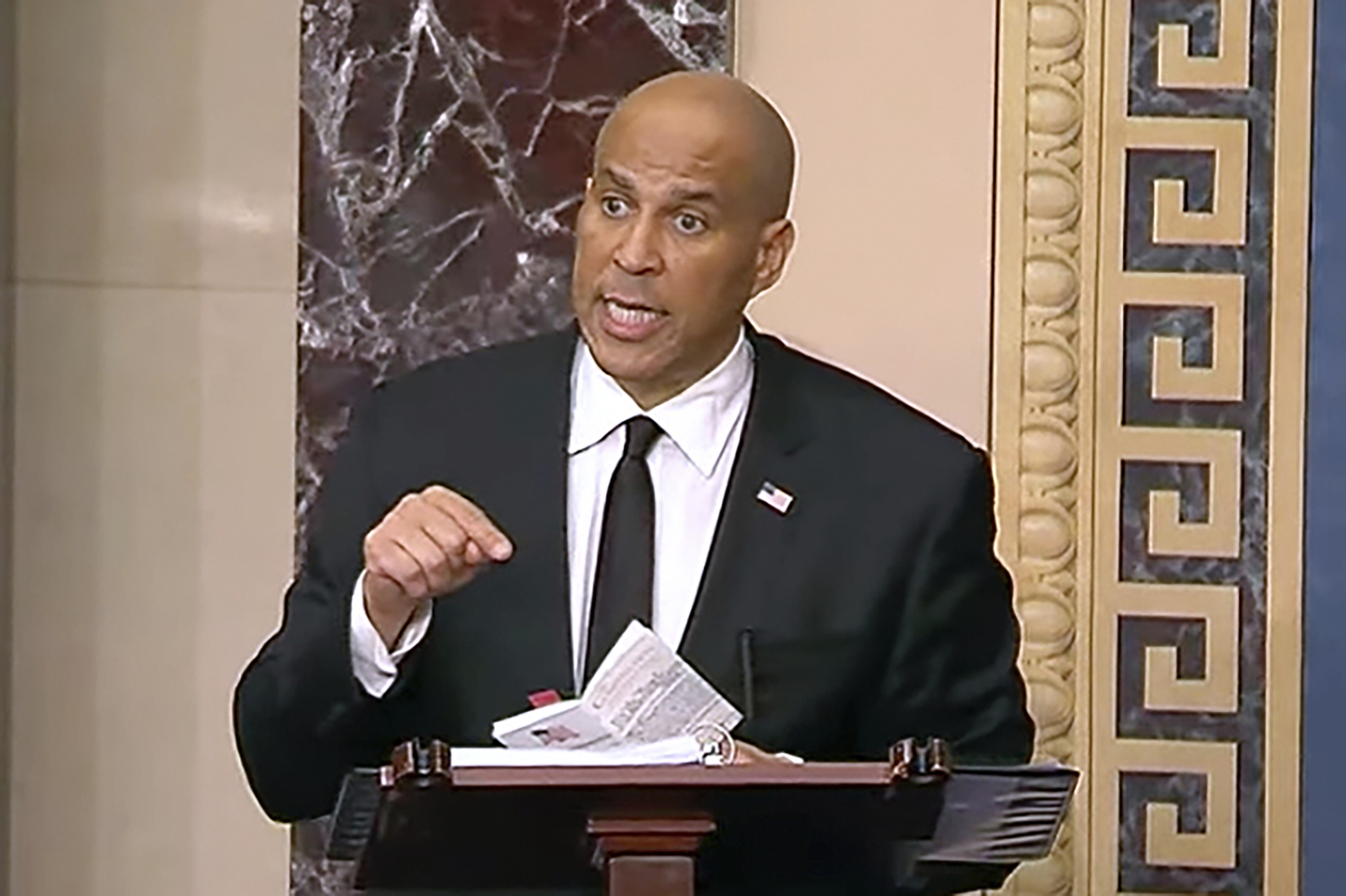 Cory Booker has been speaking on the Senate floor in opposition to Trump for 19 hours and ...