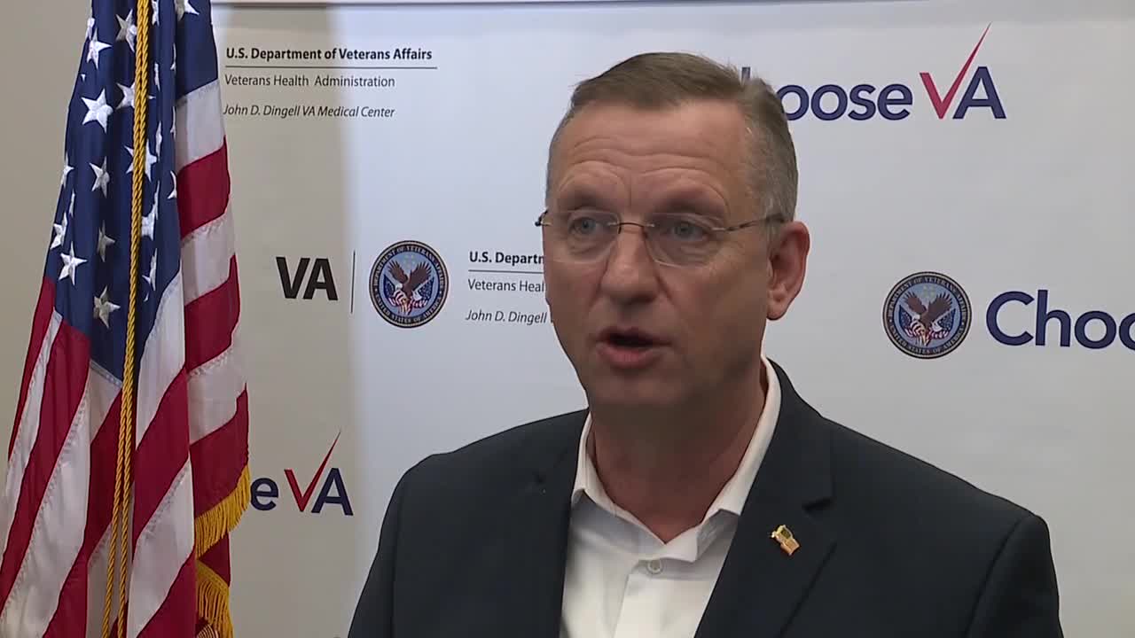 VA Secretary Doug Collins speaks during visit to Detroit's VA hospital ...