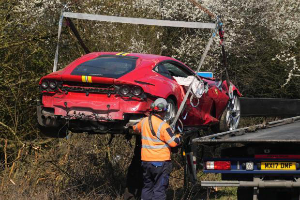 Expensive sports car crashes off the A23