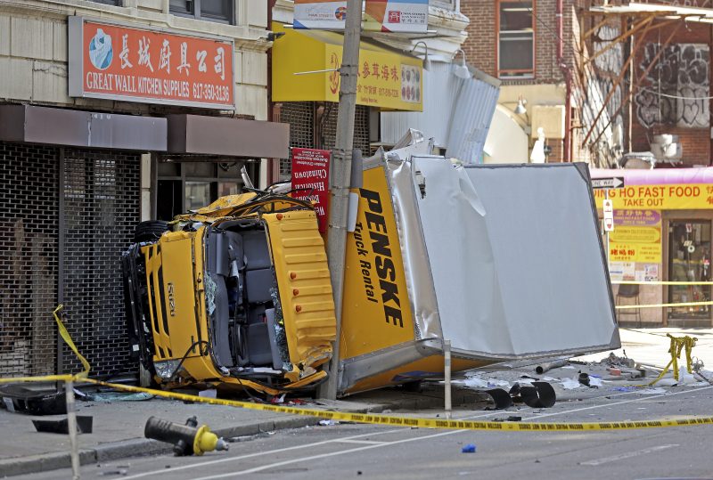 At least 6 hurt after truck crashes into building, pedestrians in Boston