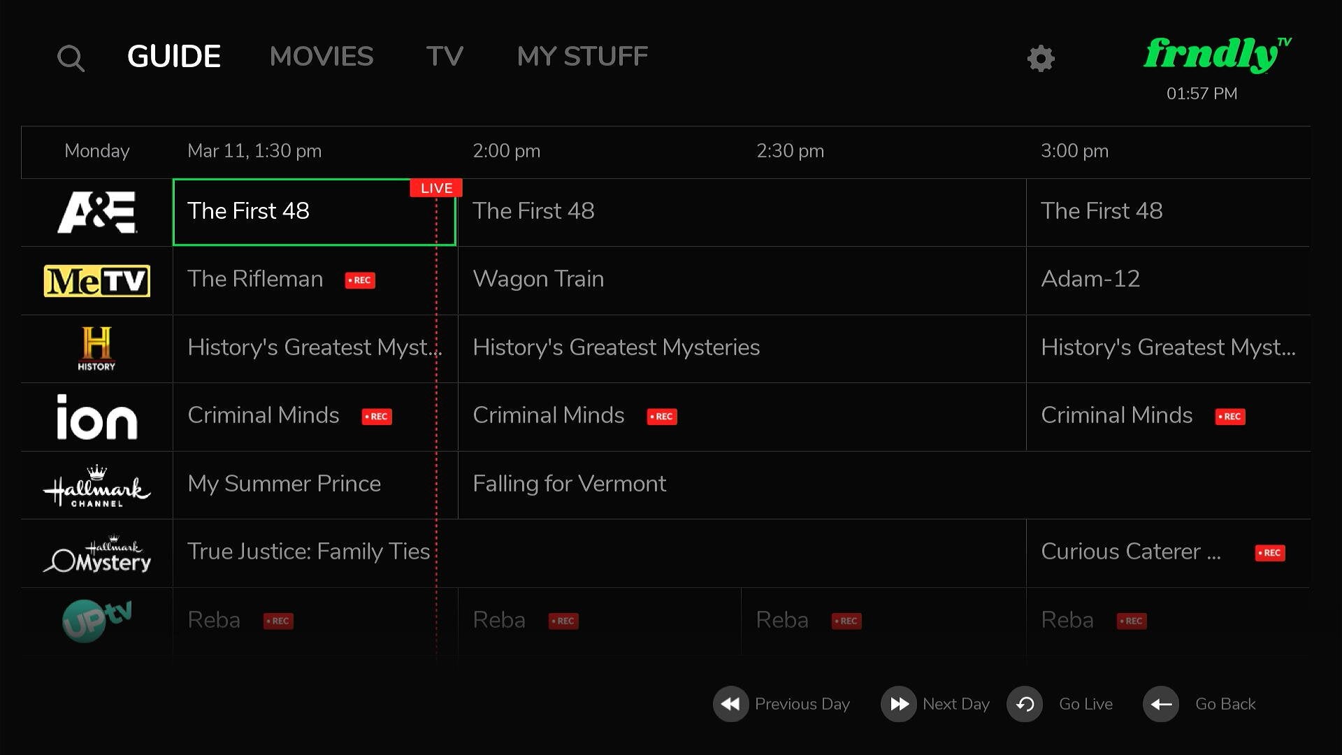 Can you switch up your Frndly TV channel guide?