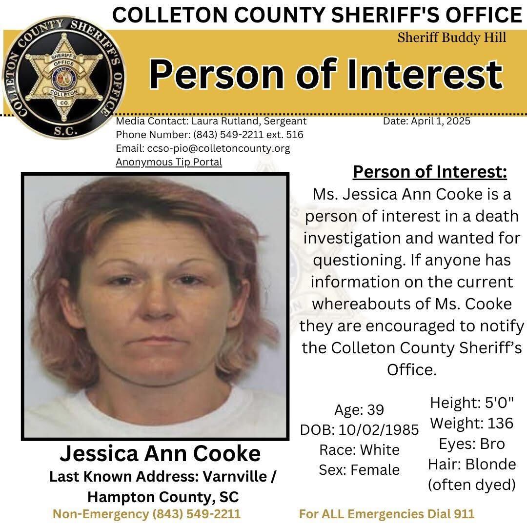 Colleton County Sheriff’s Office: Woman wanted for questioning, person ...