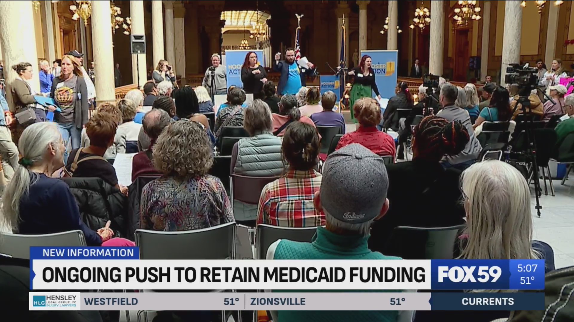 Hundreds protest Medicaid bill/proposed cuts at Indiana Statehouse