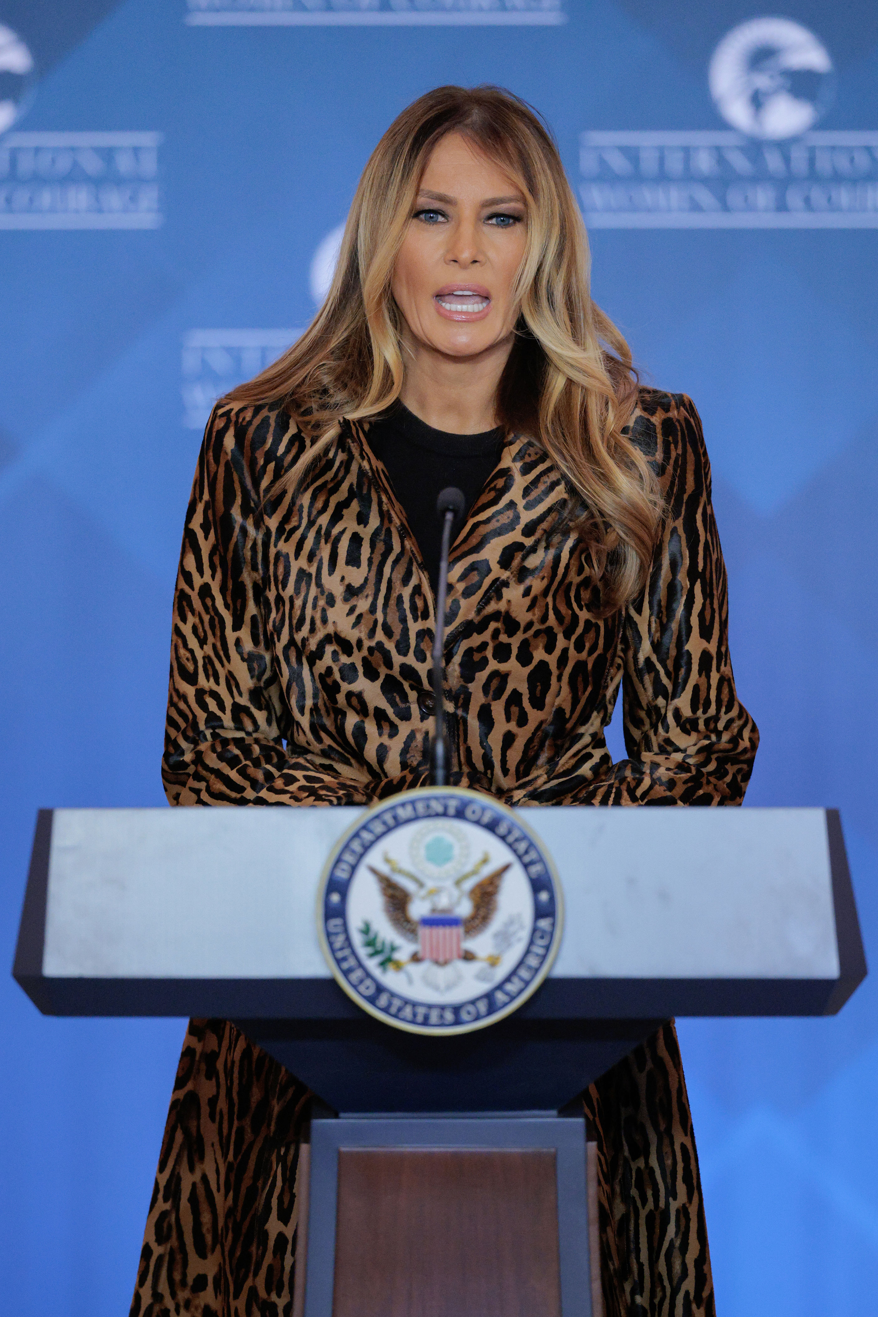 Melania Trump goes for fierce $11K leopard-printed jacket at ...