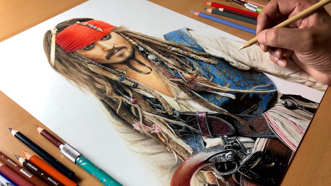 Drawing Captain Jack Sparrow - Timelapse ¦ Artology