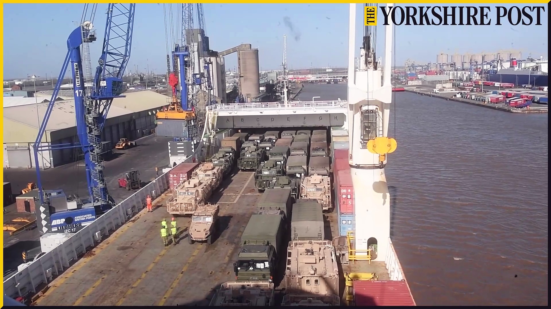 Immingham Dock: Hundreds of army vehicles unload at dock on Sunday