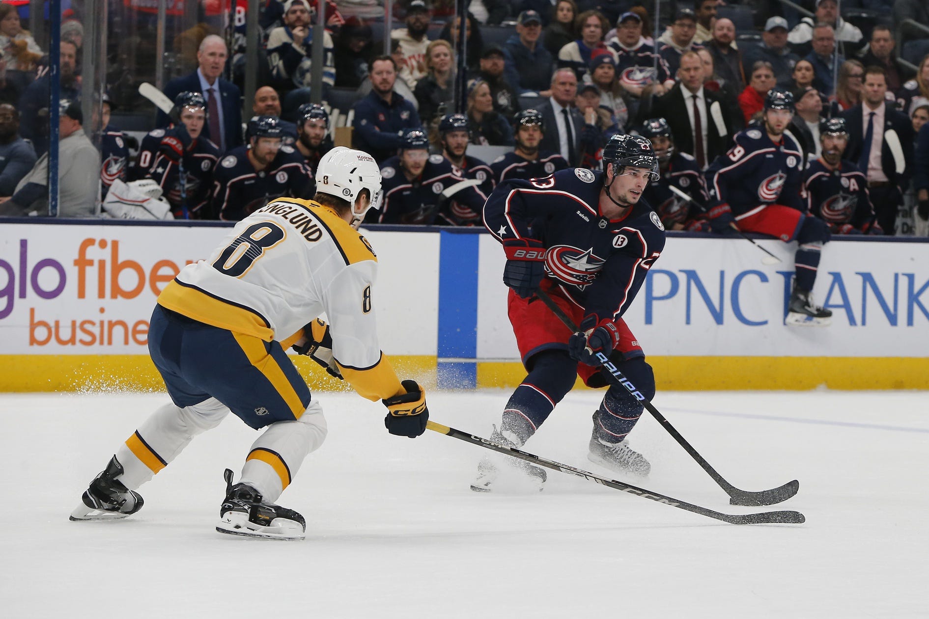 Kirill Marchenko's hat trick leads Columbus Blue Jackets 8-4 over ...