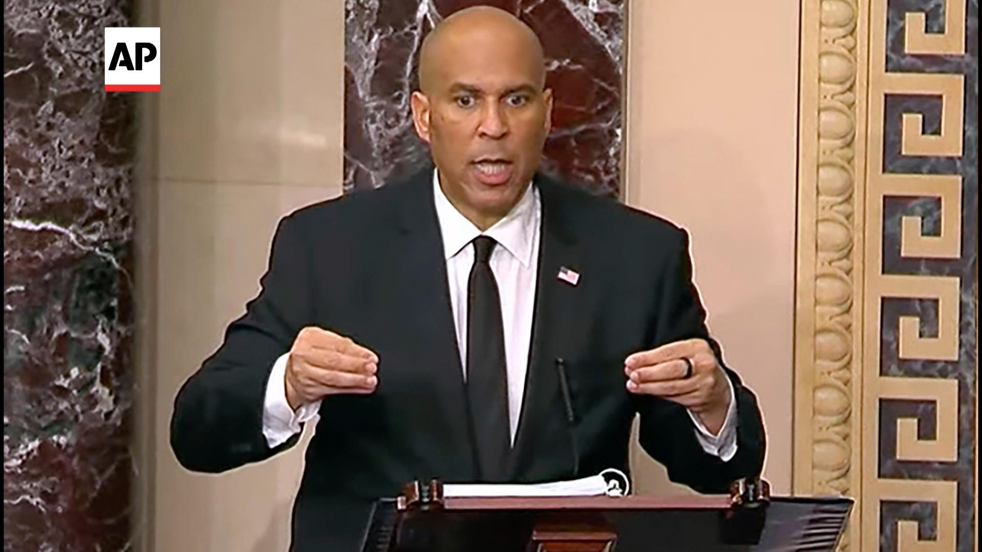 New Jersey Sen. Booker presses his marathon speech against Trump's ...