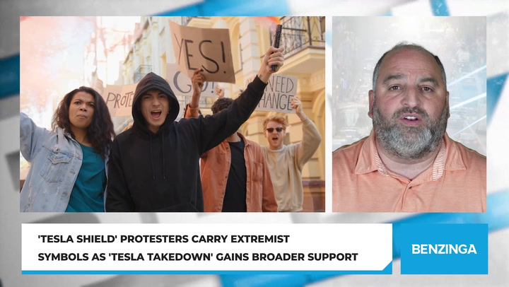 'Tesla Shield' Protesters Carry Extremist Symbols As 'Tesla Takedown ...