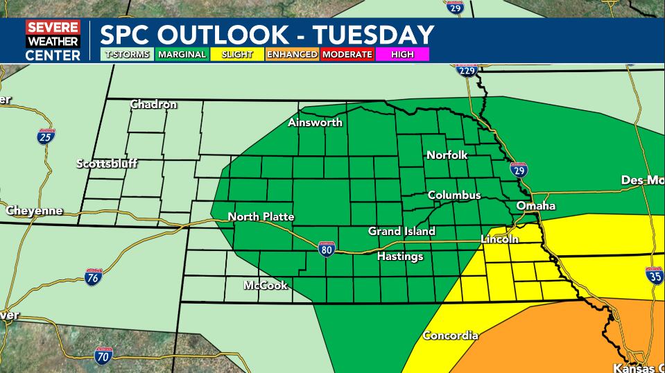 Weather Alert Day: Severe thunderstorm chances into Tuesday night ...