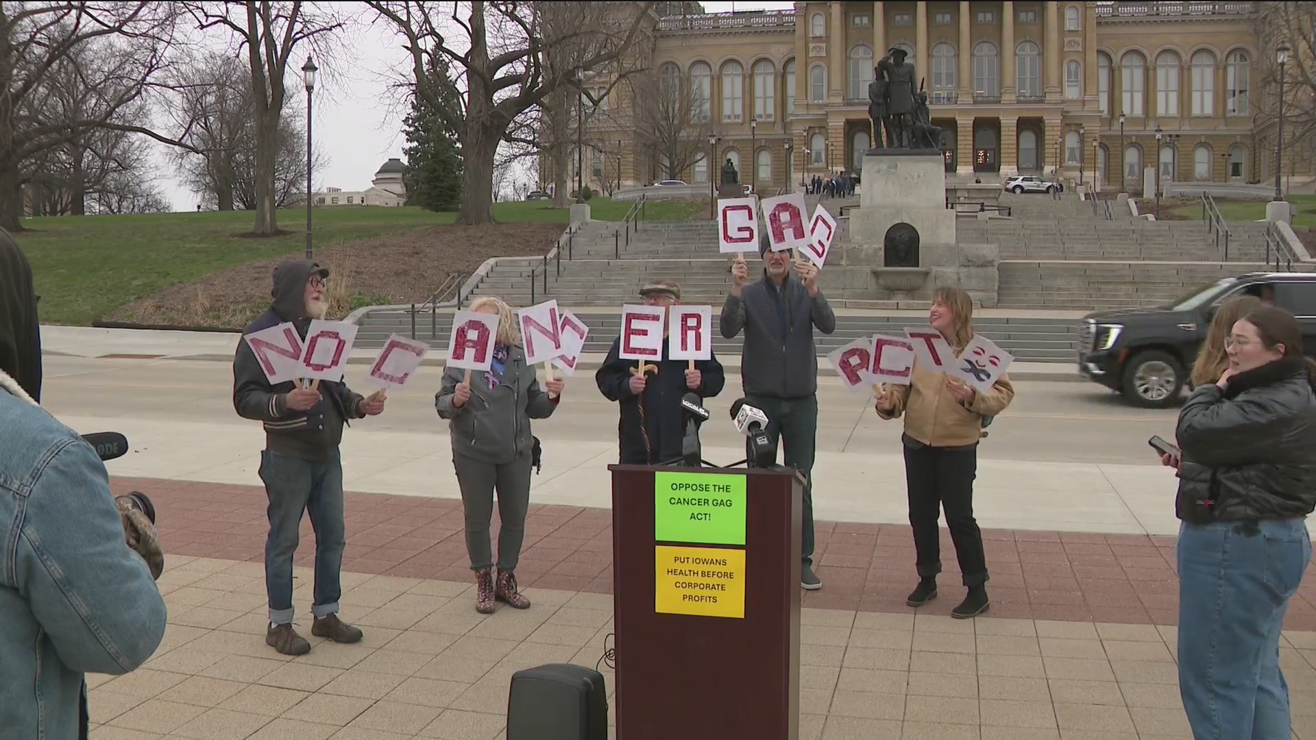 Iowans protest 'Cancer Gag Act' at State Capitol