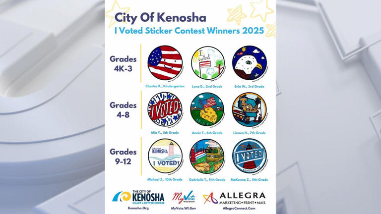 Kenosha 'I Voted' sticker contest, student winners recognized