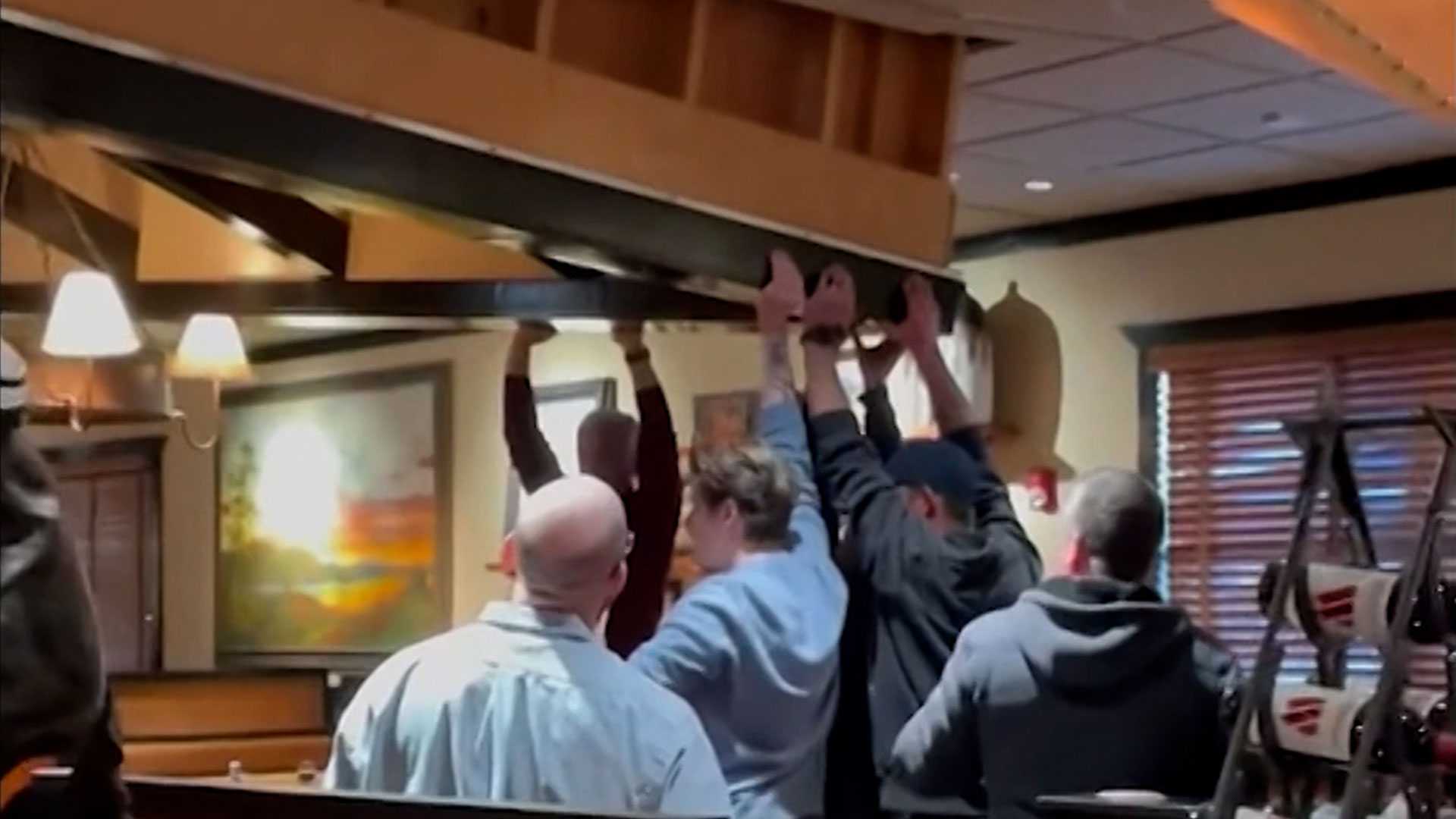 Video, photos show customers hold up falling ceiling at local Longhorn ...